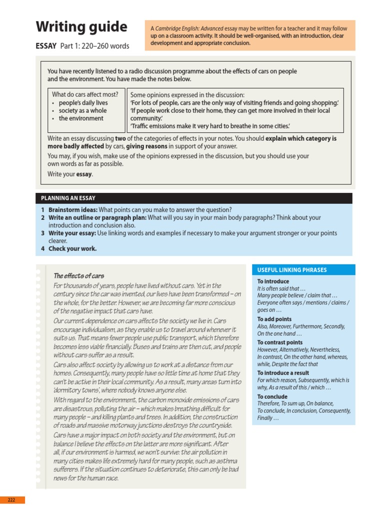 Writing Guide: ESSAY Part 1: 220-260 Words | PDF | Comma | Noun