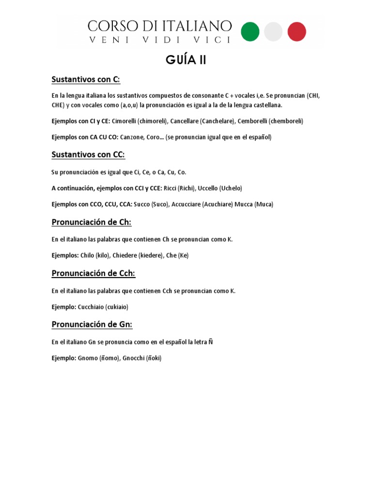Guía II | PDF | Idioma italiano | Escritura latina