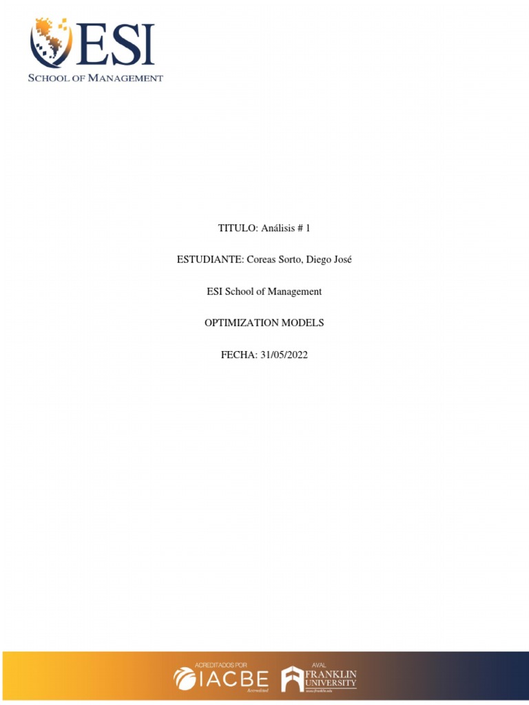 Analisis N 1 Optimization Models | PDF