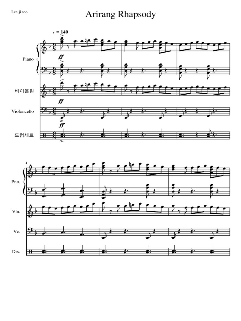 Arirang Rhapsody Sheet Music | PDF | String Instruments | Musical ...