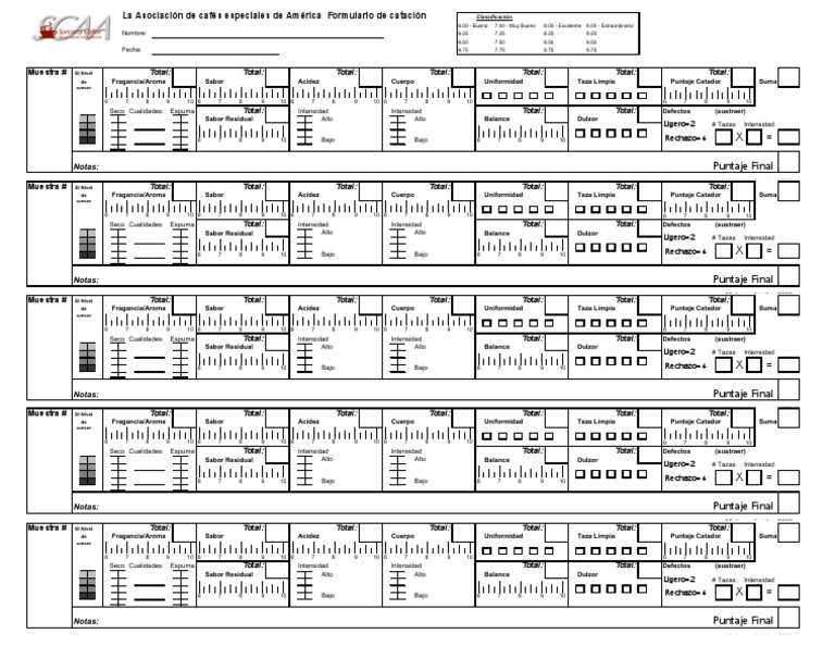 SCAA Formulario de Catación | Descargar gratis PDF | Qualia | Bebidas ...