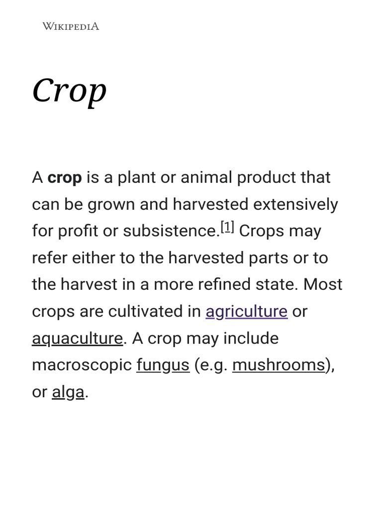 Crop - Wikipedia | Download Free PDF | Crops | Food And Drink