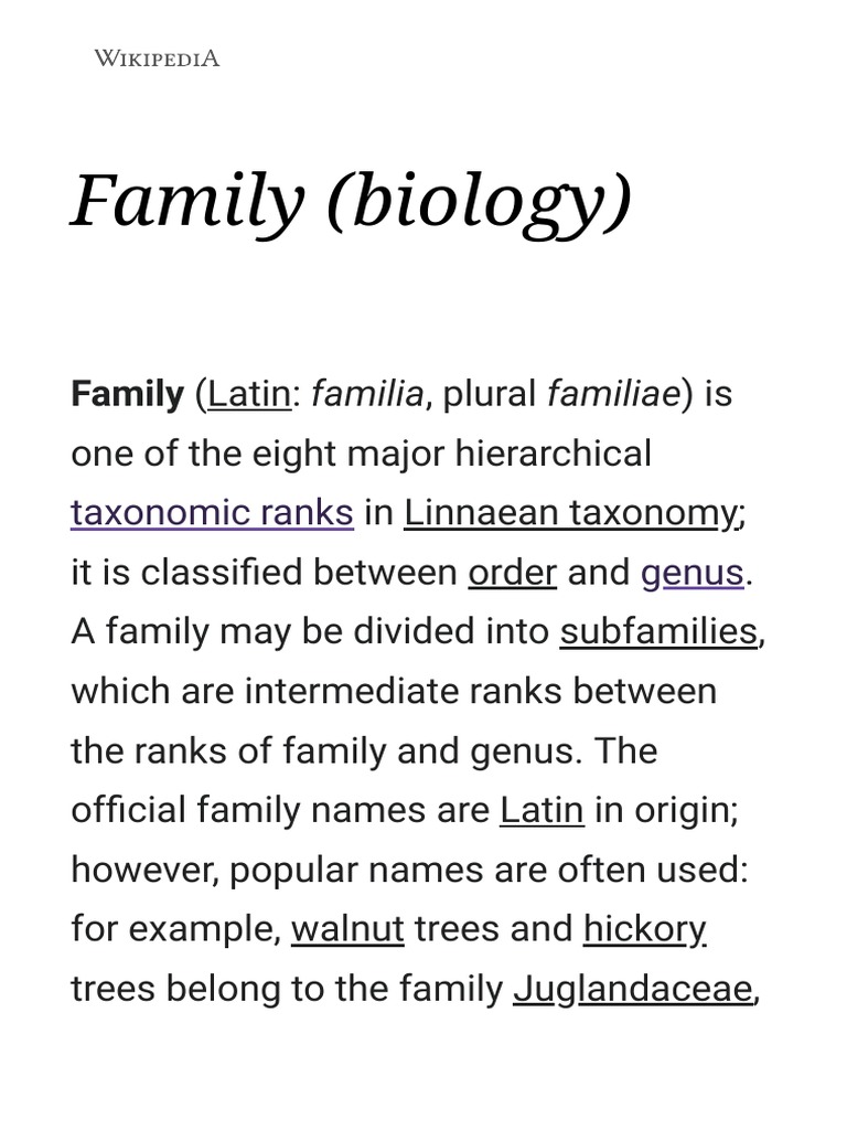 Understanding Biological Family Taxonomy | PDF | Taxonomy (Biology ...