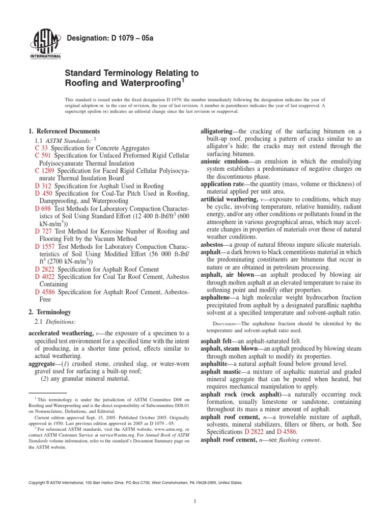 Roofing and Waterproofing: Standard Terminology Relating To | PDF ...