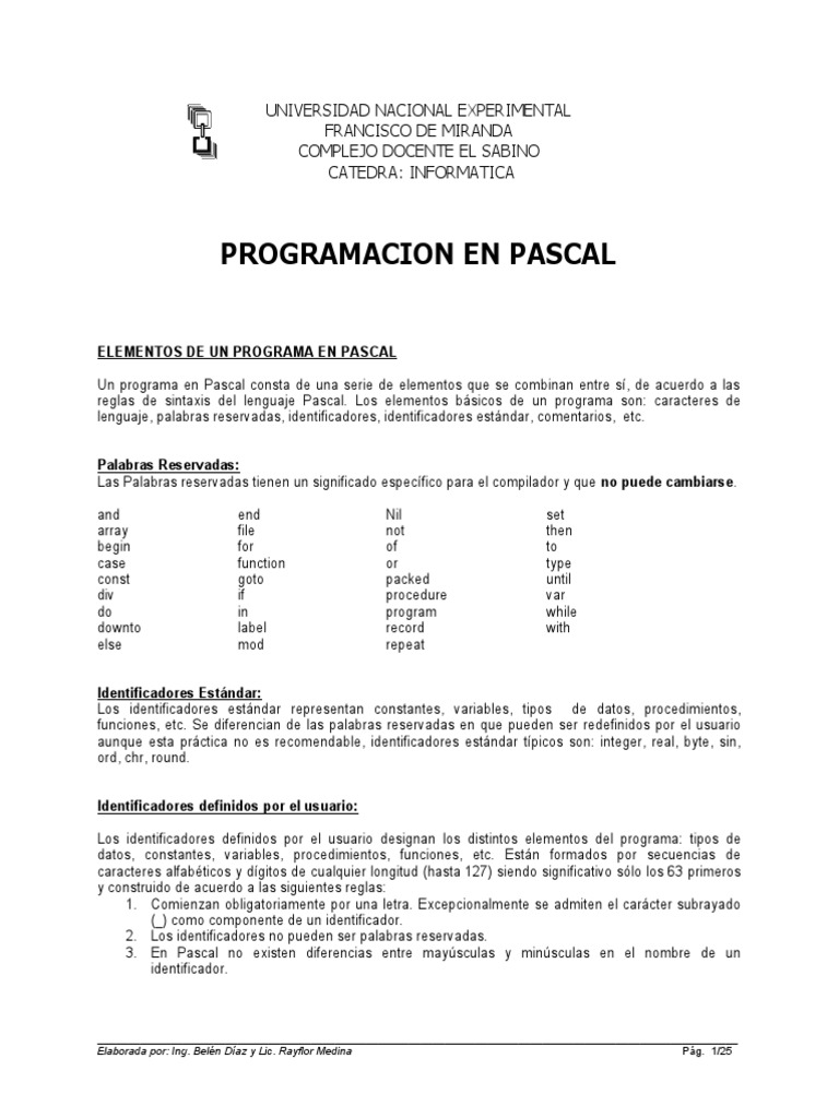 Programacion en Pascal | PDF | División (Matemáticas) | Compilador