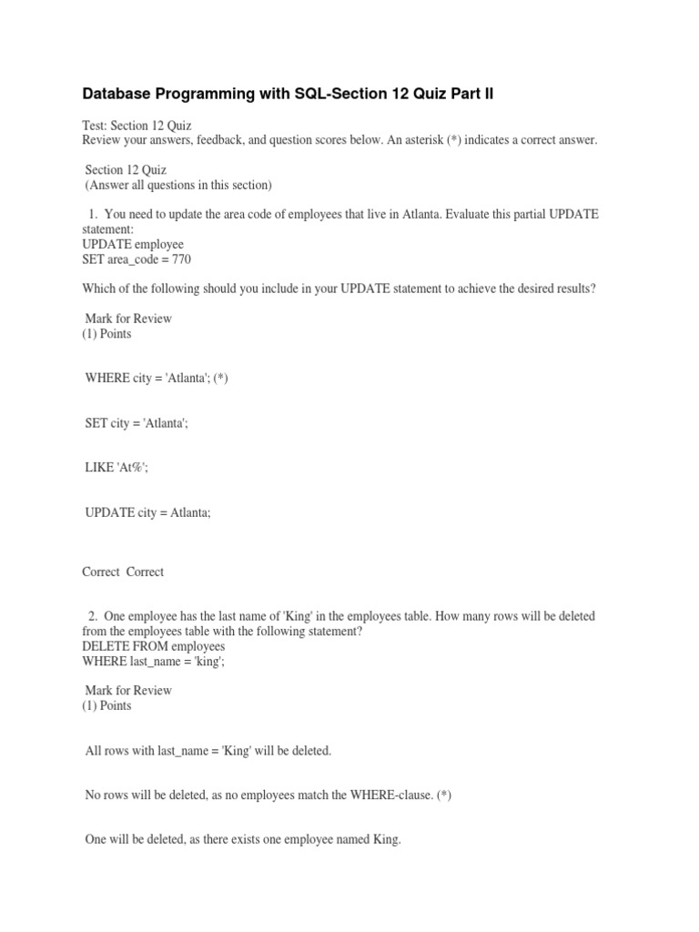 Database Programming With SQL Section 12 Quiz Parte II | PDF | Table ... Database Programming With SQL Section 12 Quiz Parte II | PDF | Table ...