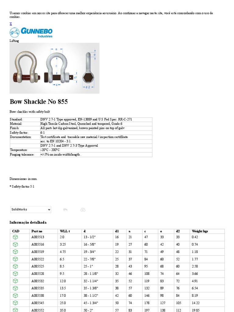 Gunnebo Industries - Bow Shackle No 855 | PDF