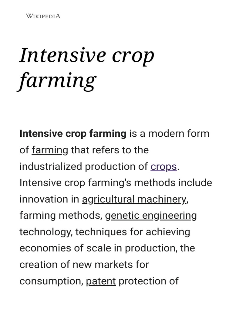 Intensive Crop Farming - Wikipedia | PDF | Agriculture | Maize