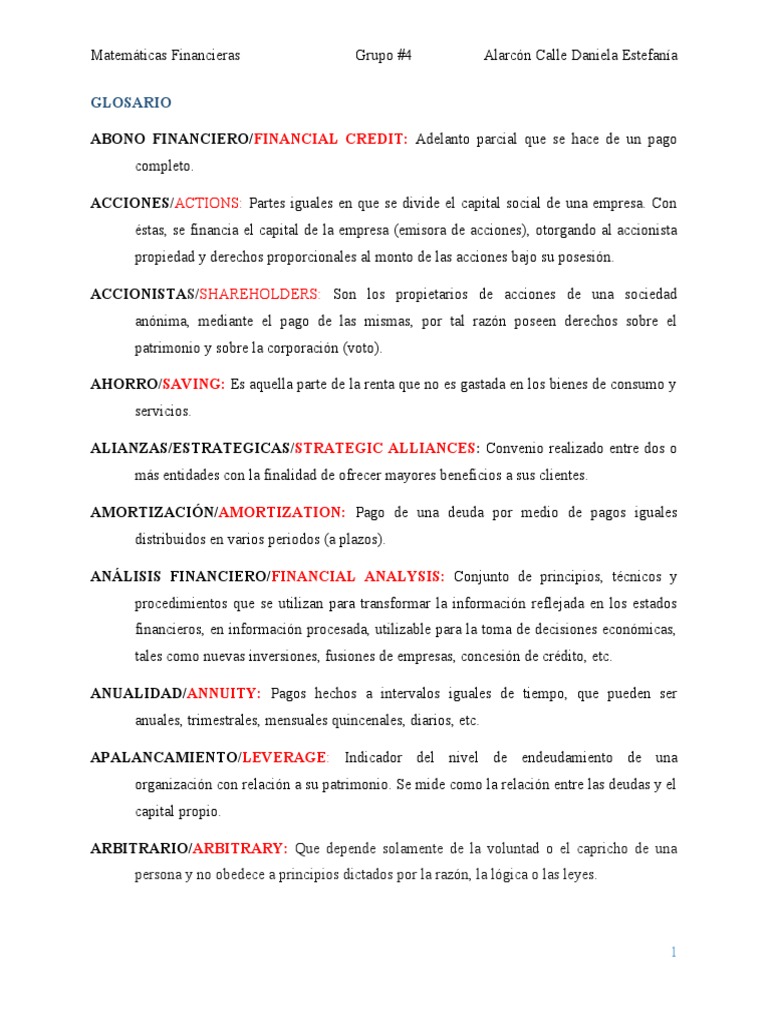 Glosario Corregido | PDF | Bancos | Interés