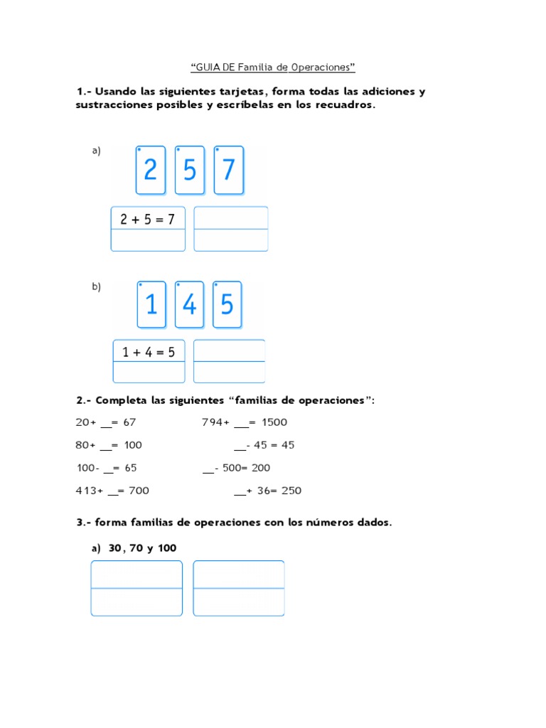 Familia de Operaciones Sumas y Restas | PDF