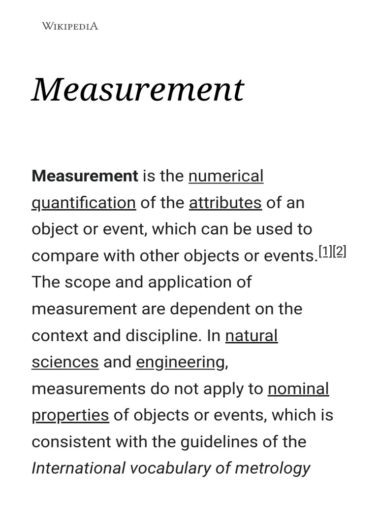 Measurement - Wikipedia | PDF | Measurement | International System Of Units