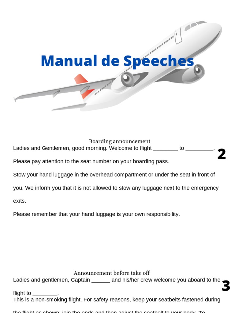 Manual de Speeches | PDF | Seat Belt | Flight Attendant
