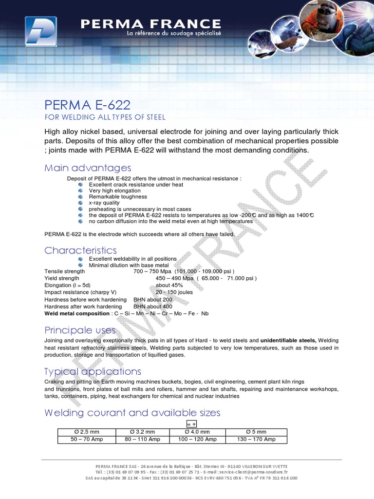 PERMA E-622 Electrode | PDF | Construction | Welding