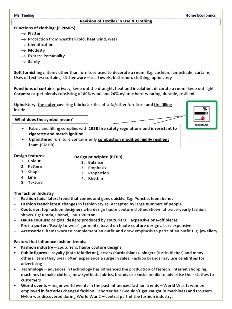 Textiles Revision Notes | PDF | Yarn | Spinning (Textiles)