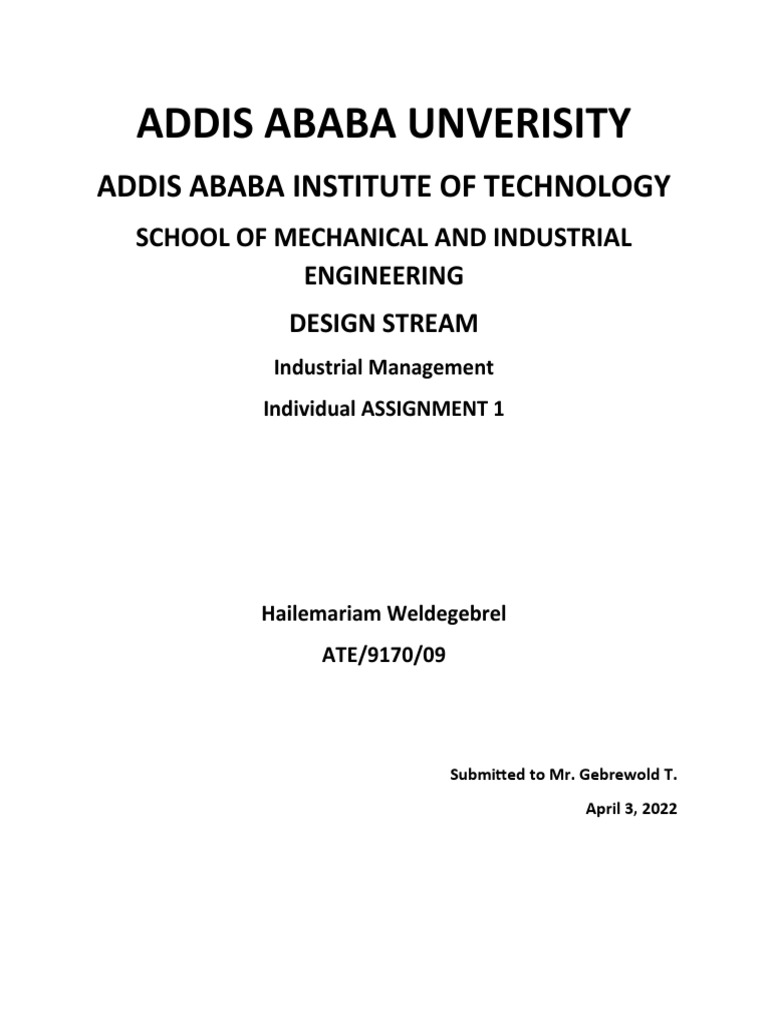 Addis Ababa University Assignment Cover | PDF | Technology & Engineering