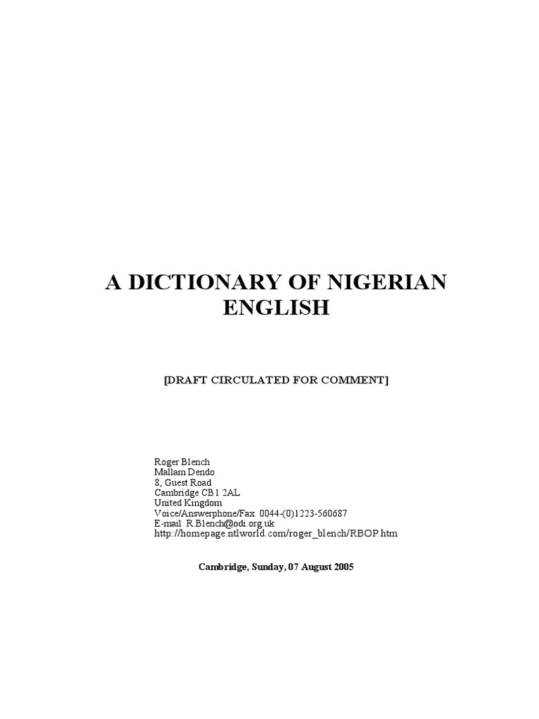 A Dictionary of Nigerian English | PDF | Verb | English Language