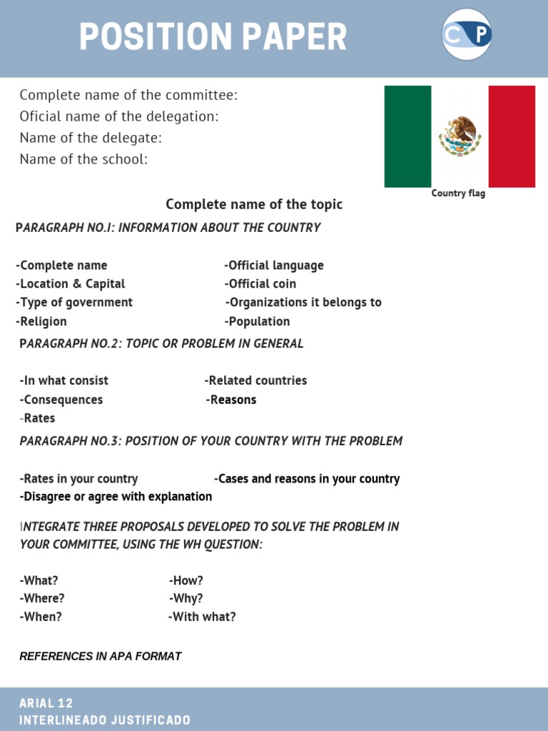 Position Paper: Complete Name of The Committee: Oficial Name of The ...
