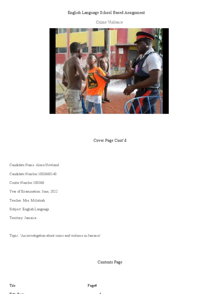 Alexa Newland English Scool Based Assignment | PDF | Violence | Reason