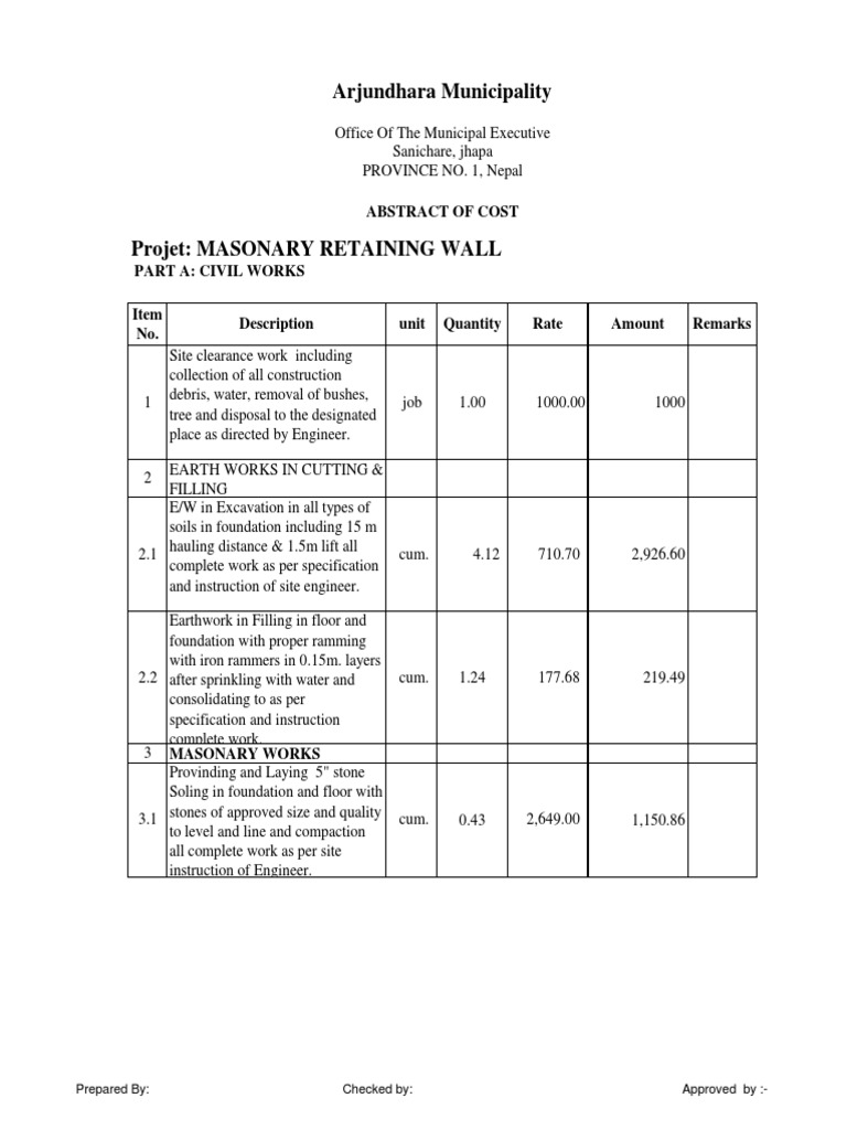 Abstract of Retaining Wall | PDF | Masonry | Concrete