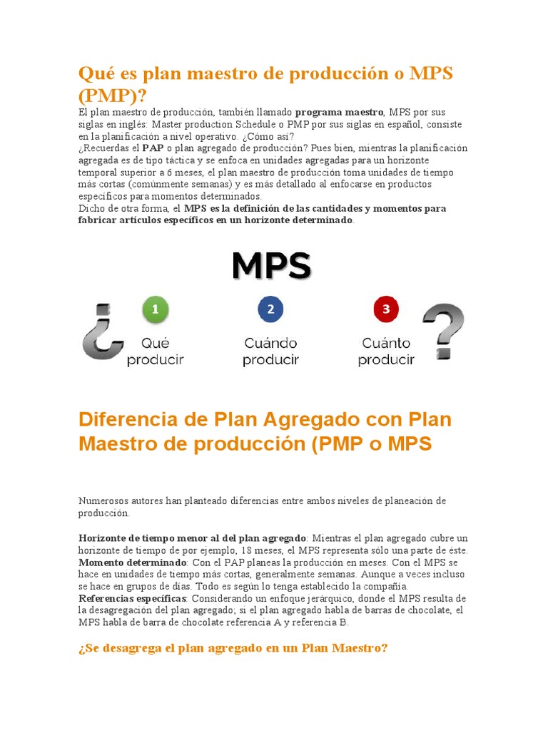 Plan Maestro de Producción o MPS | PDF | Inventario | Planificación