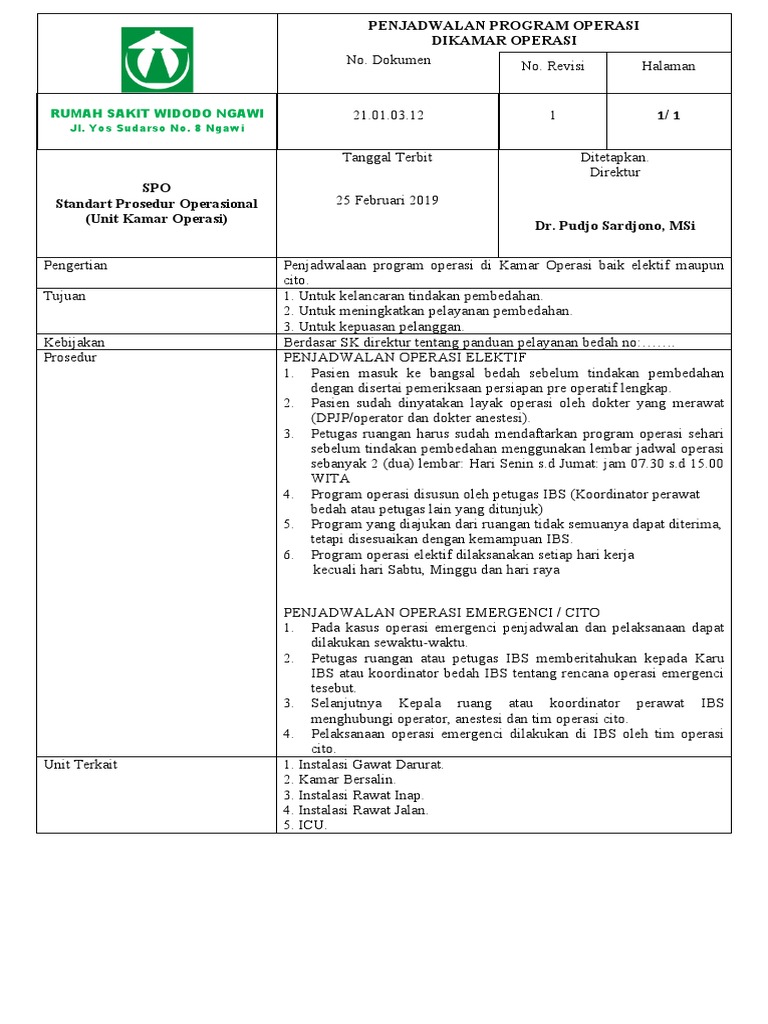 Spo Penjadwalan Program Operasi Di Ibs | PDF