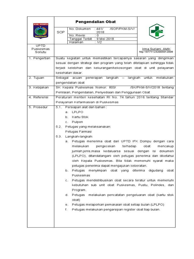 Sop Pengendalian Obat | PDF
