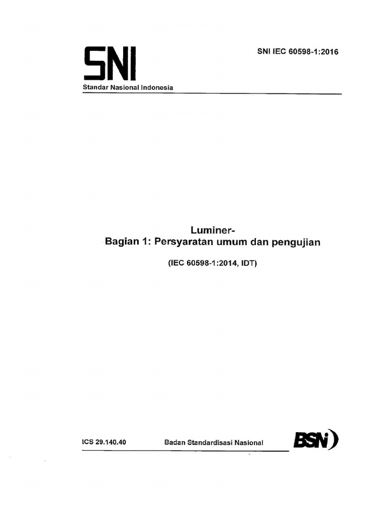 Sni Iec 60598-1-2016 Luminer Led | PDF
