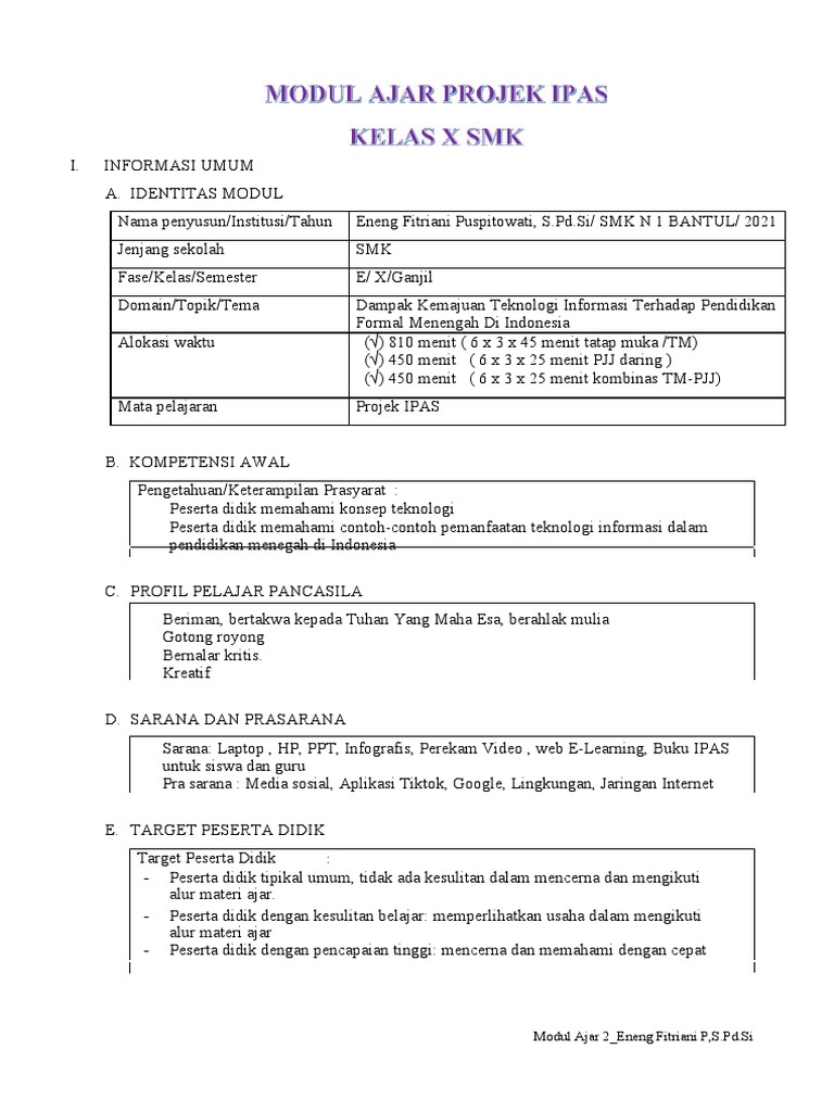 Modul Ajar Projek IPAS | PDF | Ilmu Sosial