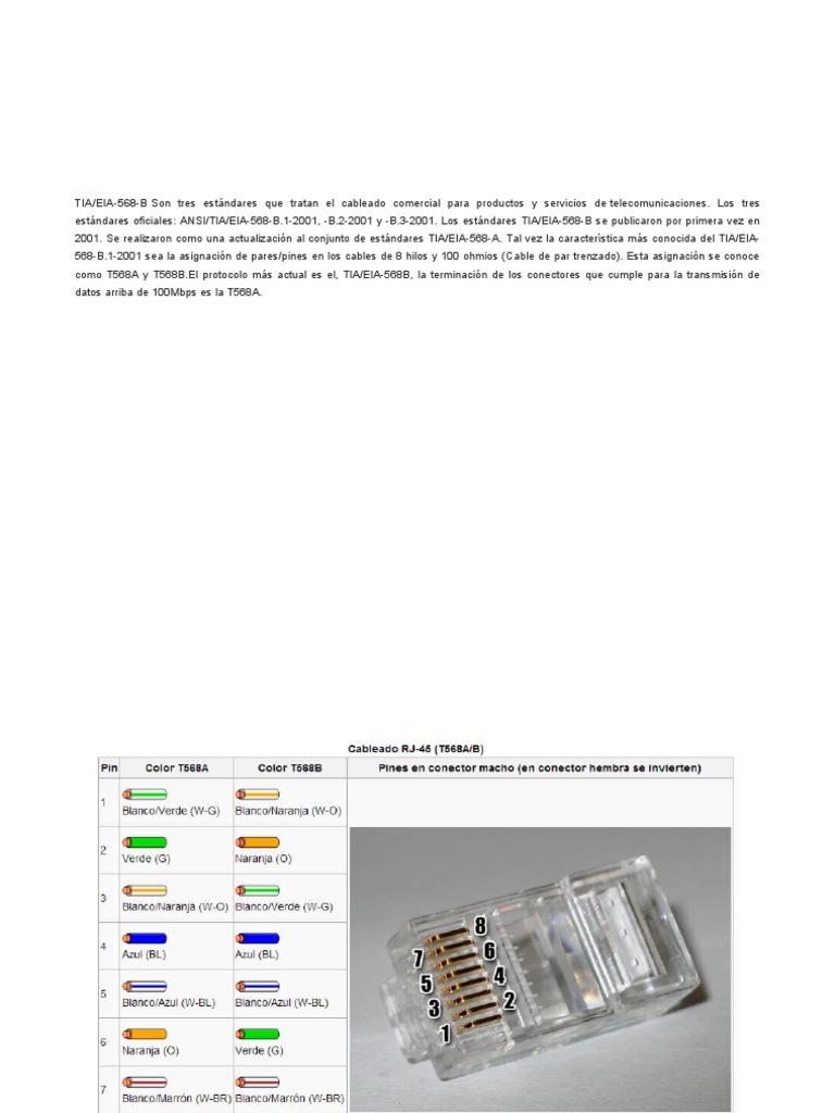 Norma de Cable 568A y 568B | PDF | Protocolos de capa física ...