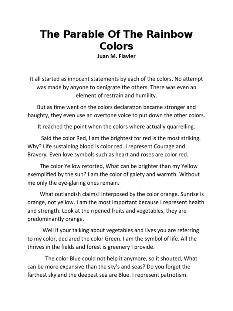 The Parable of The Rainbow Colors: Juan M. Flavier | PDF