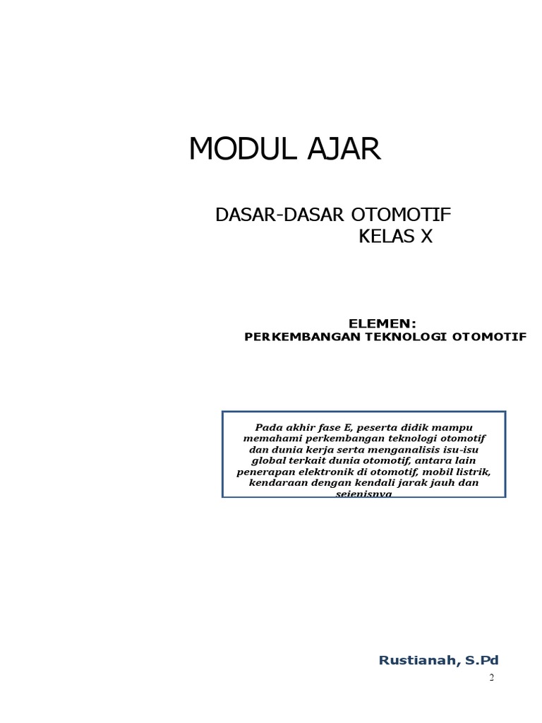 Modul 2 Perkembangan Teknologi Otomotif | PDF Modul 2 Perkembangan Teknologi Otomotif | PDF