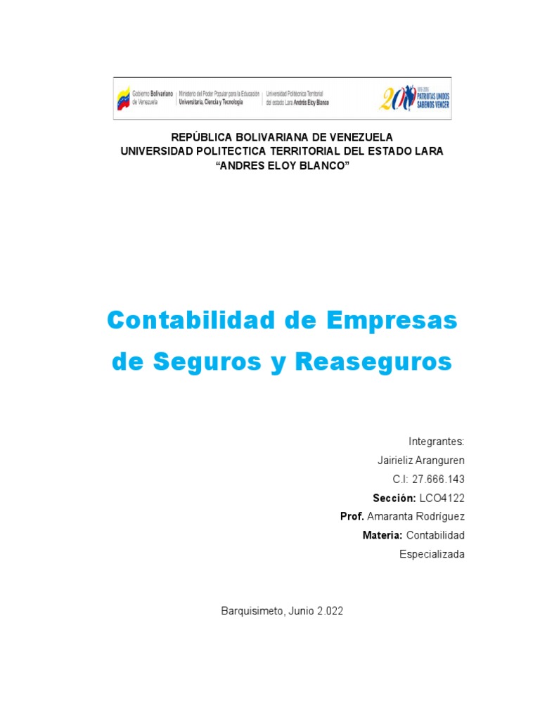 Contabilidad en Seguros y Reaseguros | PDF | Seguro | Reaseguro
