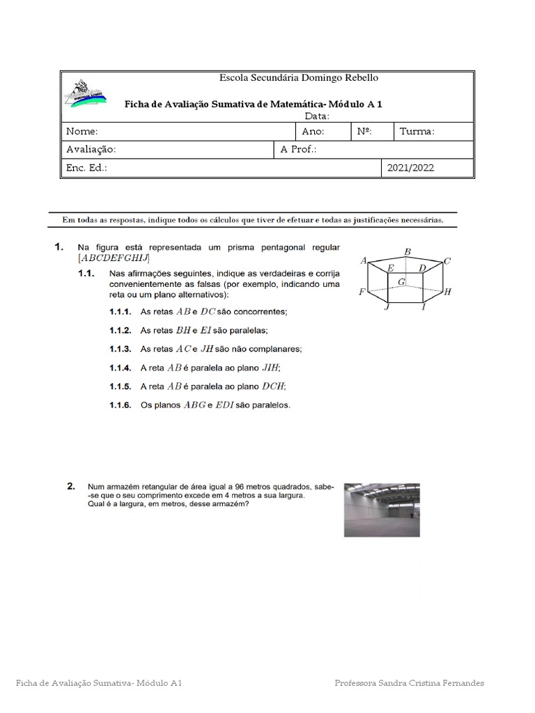Exame Módulo A1 - Teste | PDF