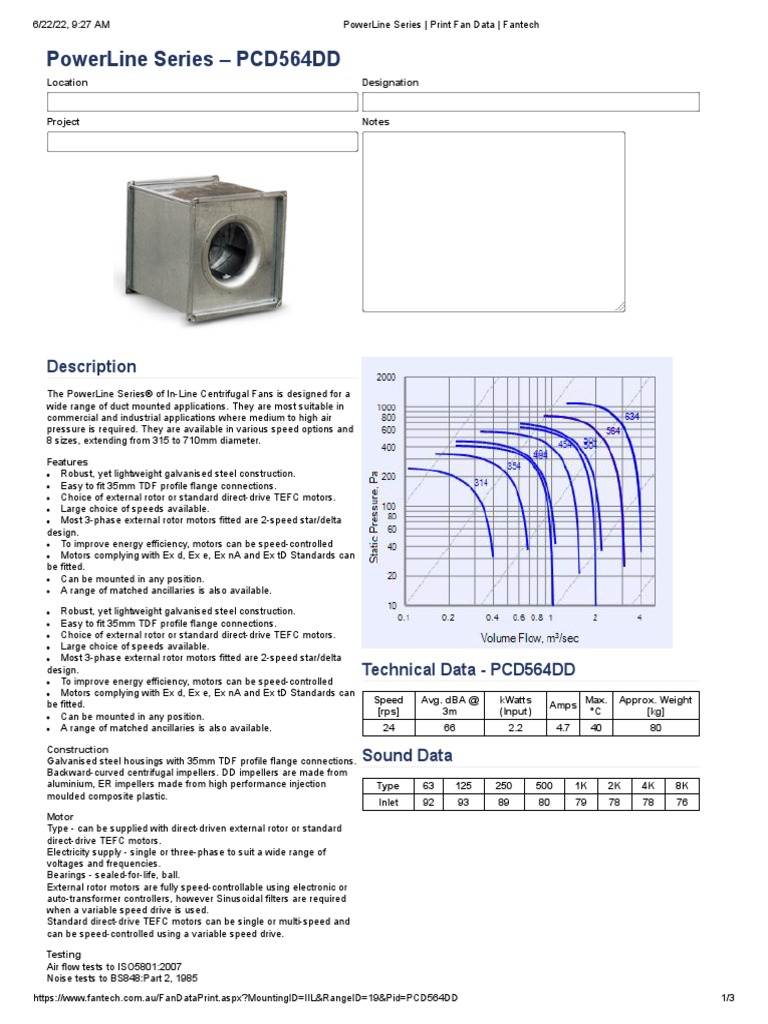 Fantech Powerline Series | PDF | Electric Motor | Mechanical Engineering
