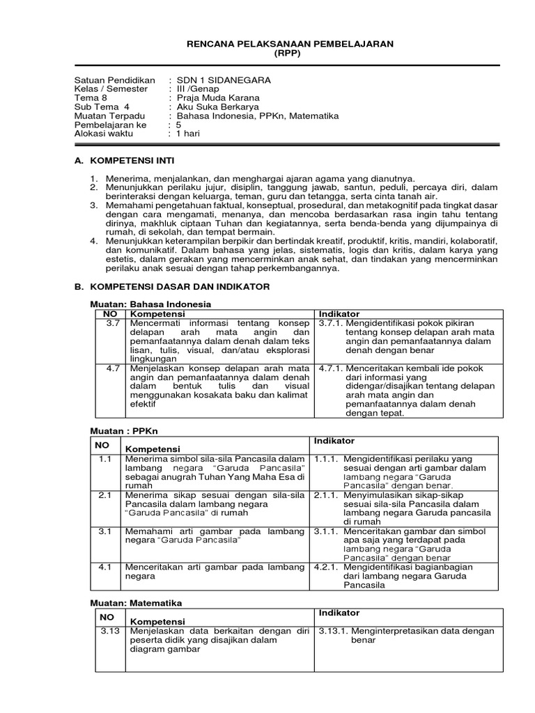 Gelar Aji Hidayat - RPP Tema 8 Subtema 4 Pembelajaran 5 | PDF