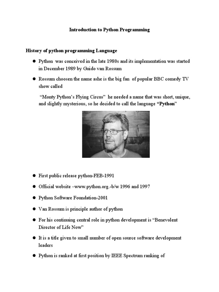 Introduction To Python Programming Pdf Python Programming Language Computer Programming