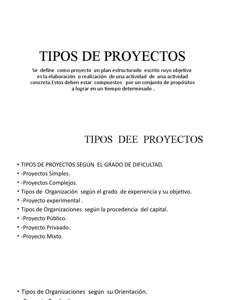 Tipos de Proyectos | PDF