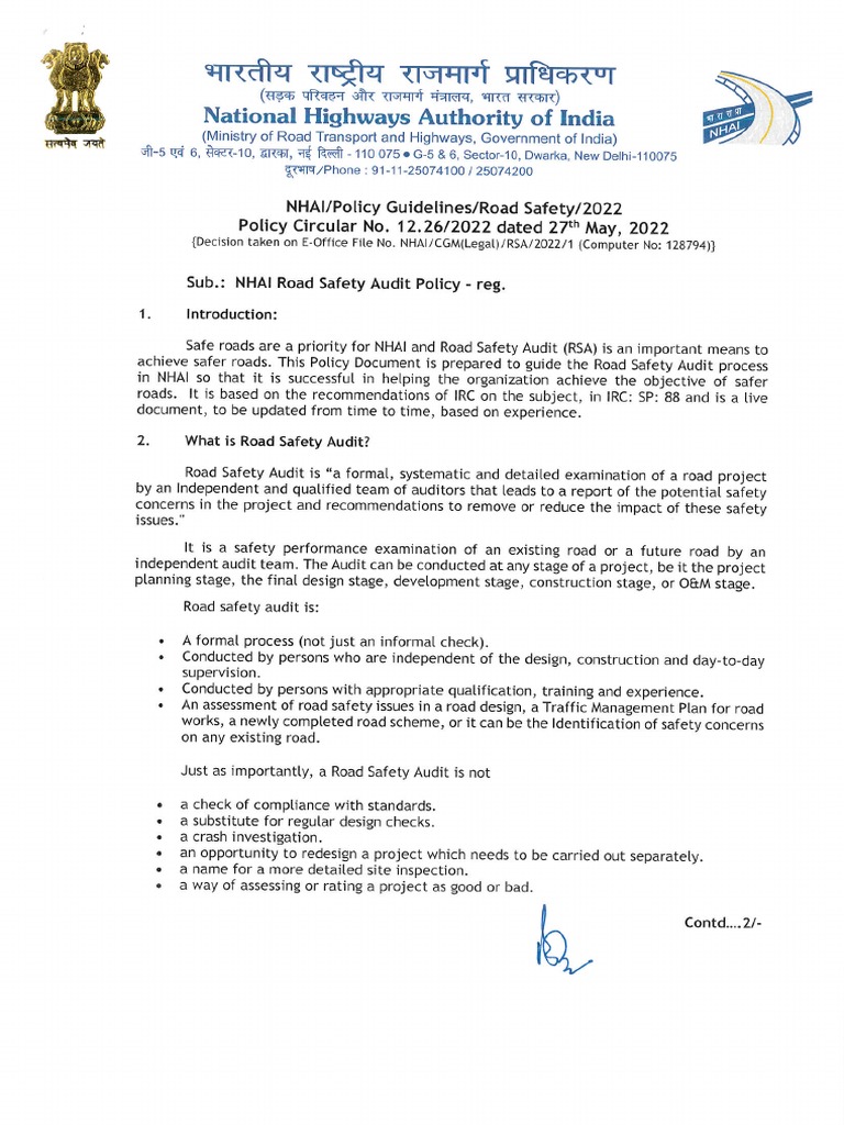 Road Safety Policy | PDF