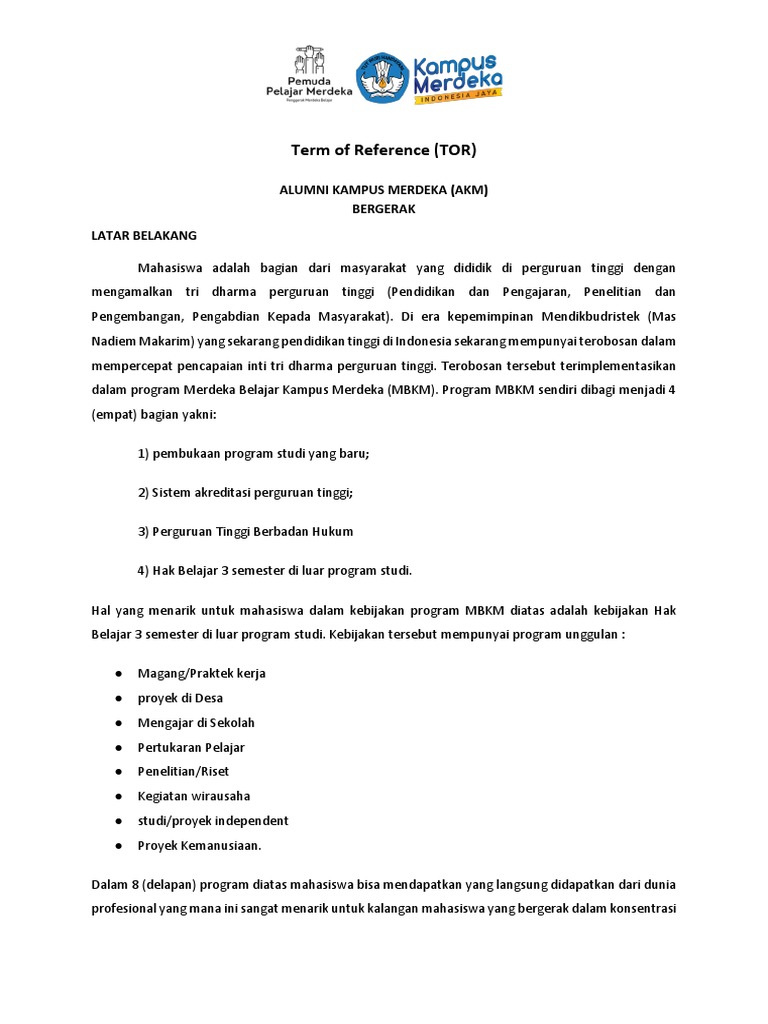 TOR Alumni Kampus Merdeka Bergerak | PDF