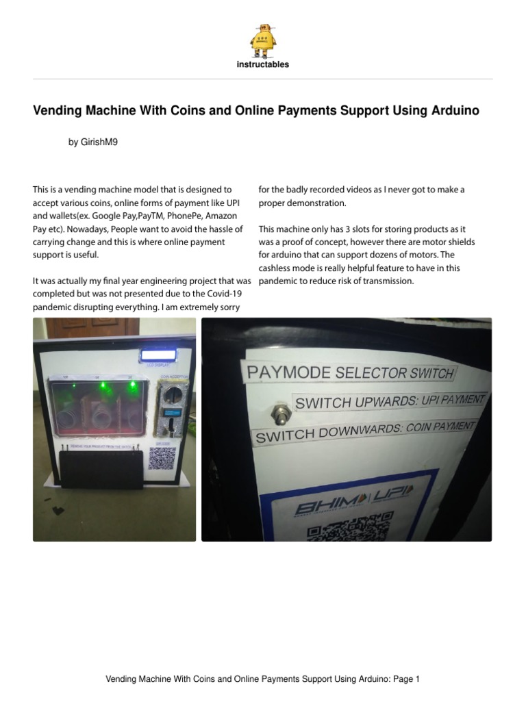 Vending Machine With Coins and Online Payments Support Using Arduino ...