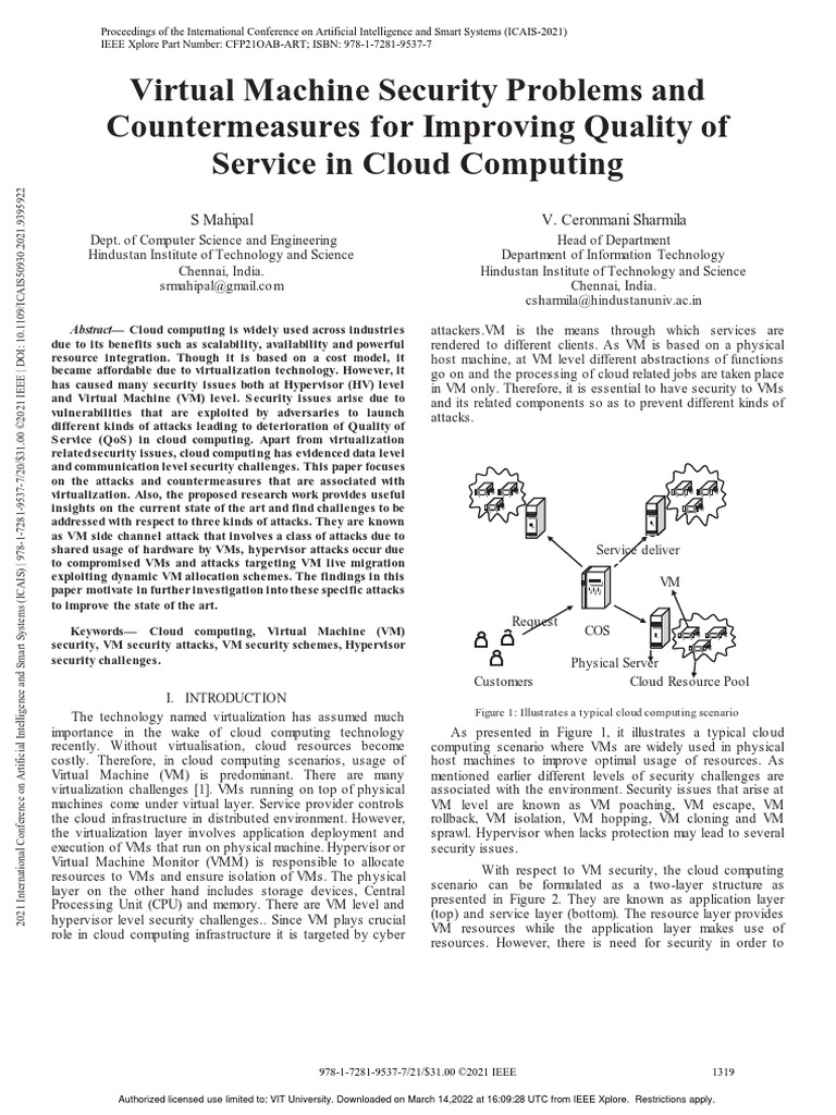 Virtual Machine Security Problems and Countermeasures For Improving ...