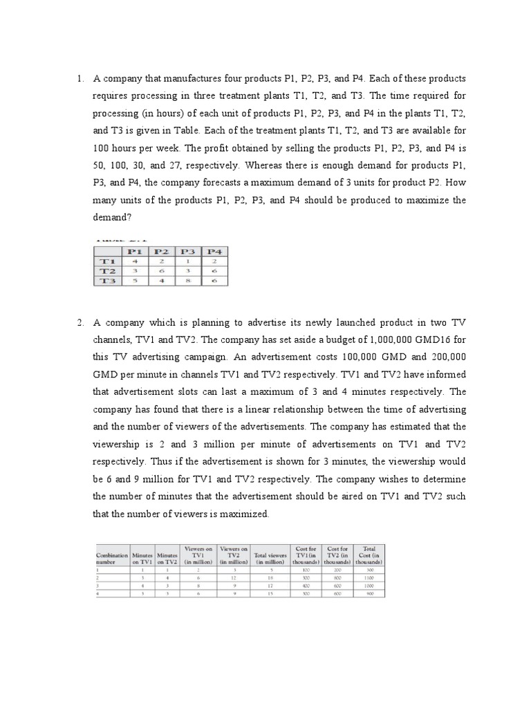 Problem Statements | PDF | Vitamin | Mathematical Optimization