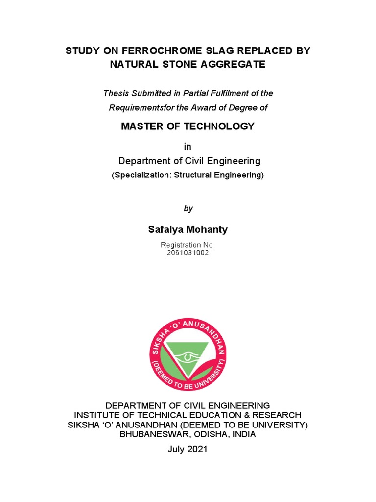 M.Tech Thesis S | PDF | Concrete | Construction Aggregate
