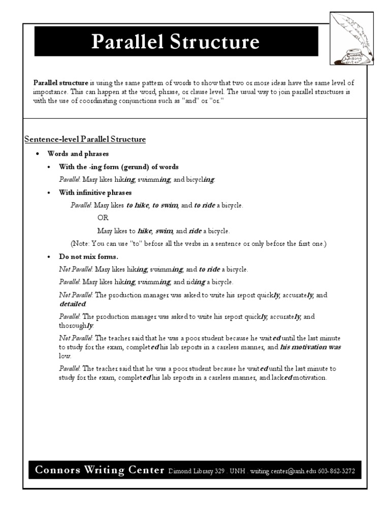 Parallel Structure: Connors Writing Center | PDF | Sentence ...