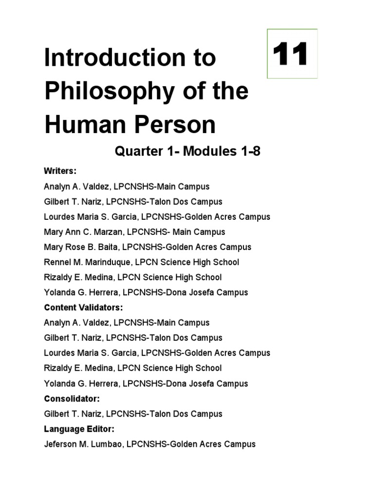 Introduction To Philosophy of The Human Person Modules 1 8 Core | PDF ...