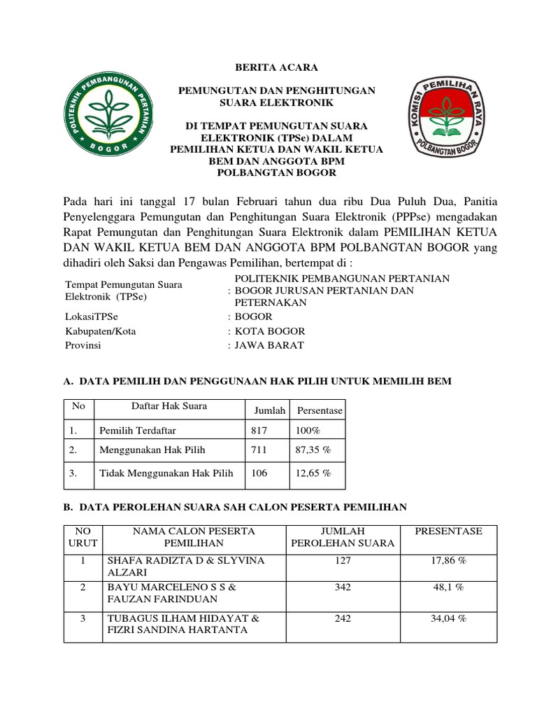 KPR - Berita Acara Bem | PDF