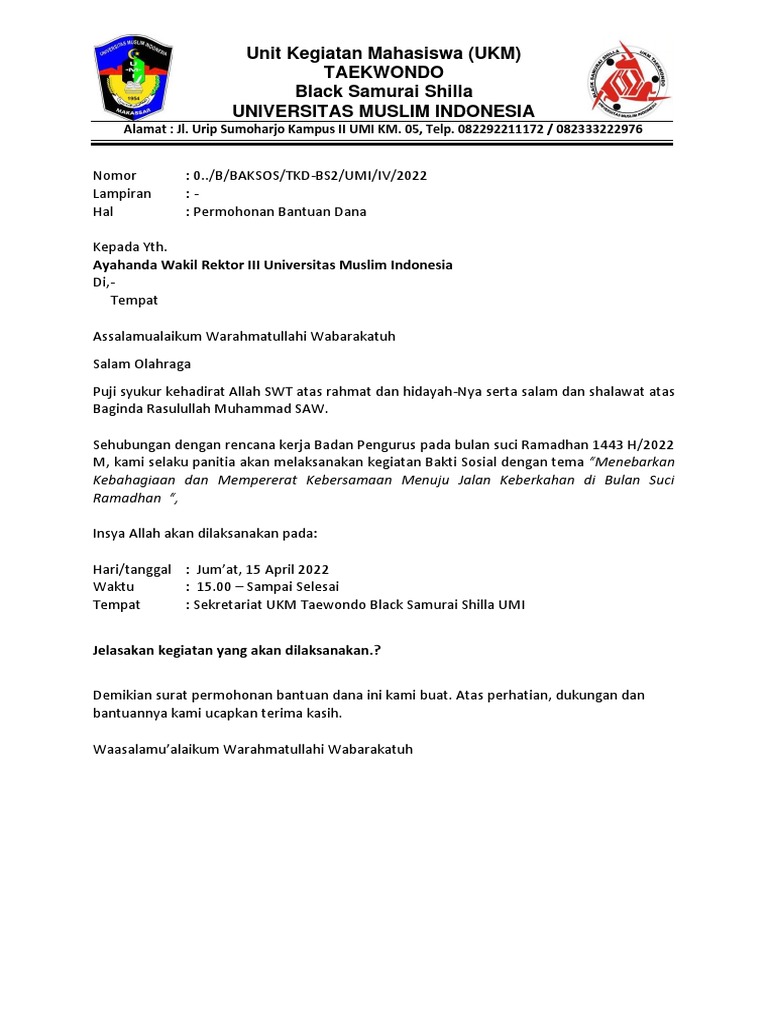 Contoh Proposal Permohonan Dana | PDF