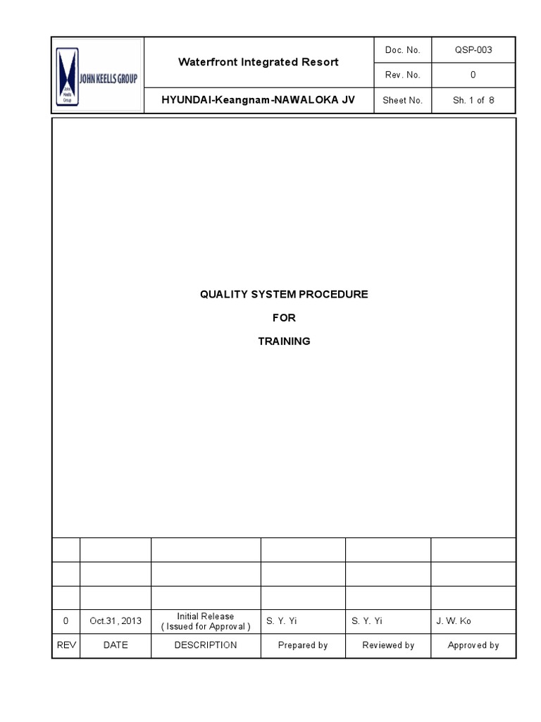 QSP-003 R0 QSP For Training | Download Free PDF | Quality Management ...