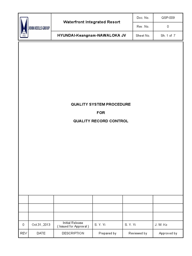 QSP-009 R0 QSP For Quality Record Control | PDF | Specification ...