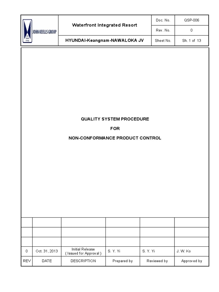 Non-Conformance Product Control Procedure | PDF | Computers ...